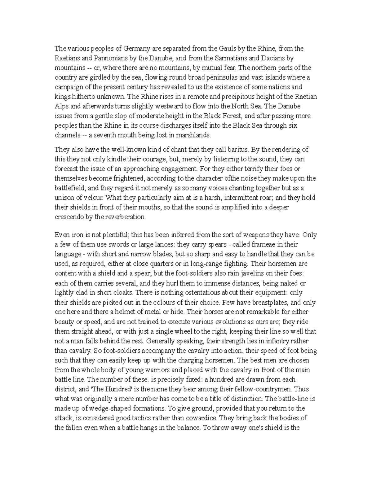 Tacitus - Poetry - The various peoples of Germany are separated from ...