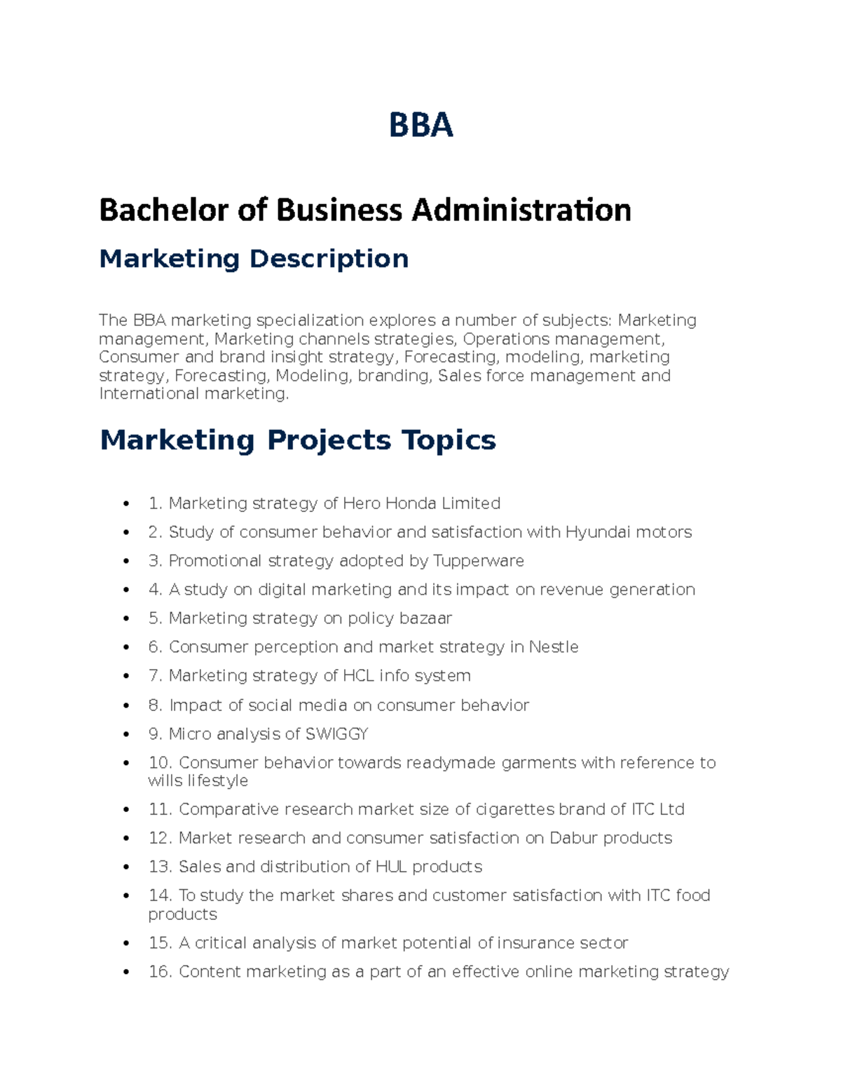 BBA Project about marketing. jpg - BBA Bachelor of Business ...