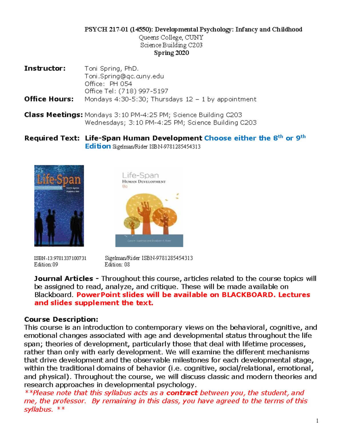 Spring 2020 LP Psych 217 Syllabus Dr. Toni Spring - PSYCH 217-01 (14550 ...