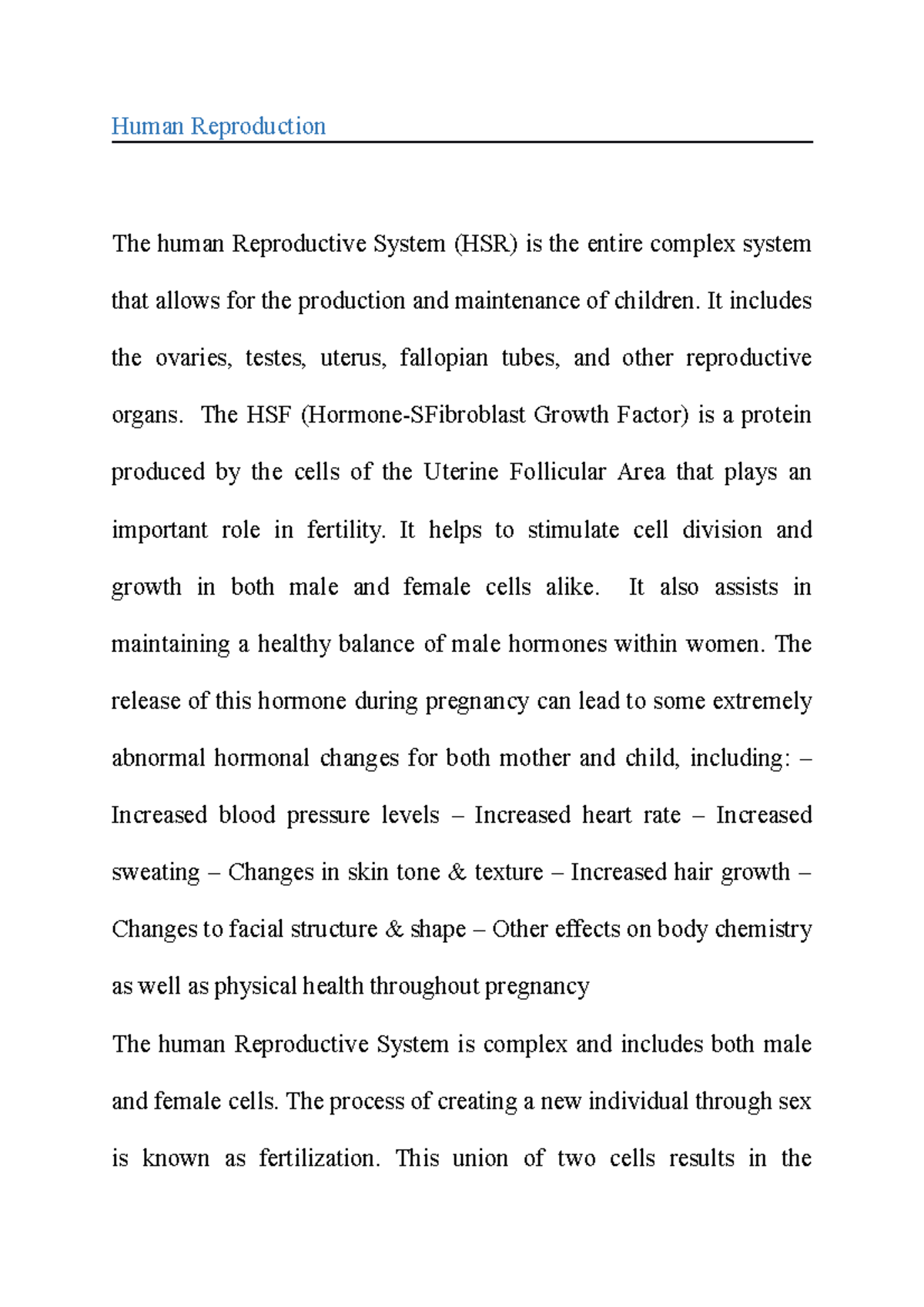 Human Reproduction - Human Reproduction The human Reproductive System ...