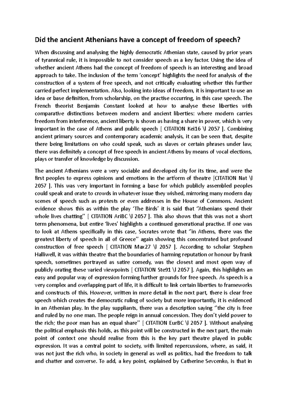 Did the ancient Athenians have a concept of freedom of speech? - Using ...