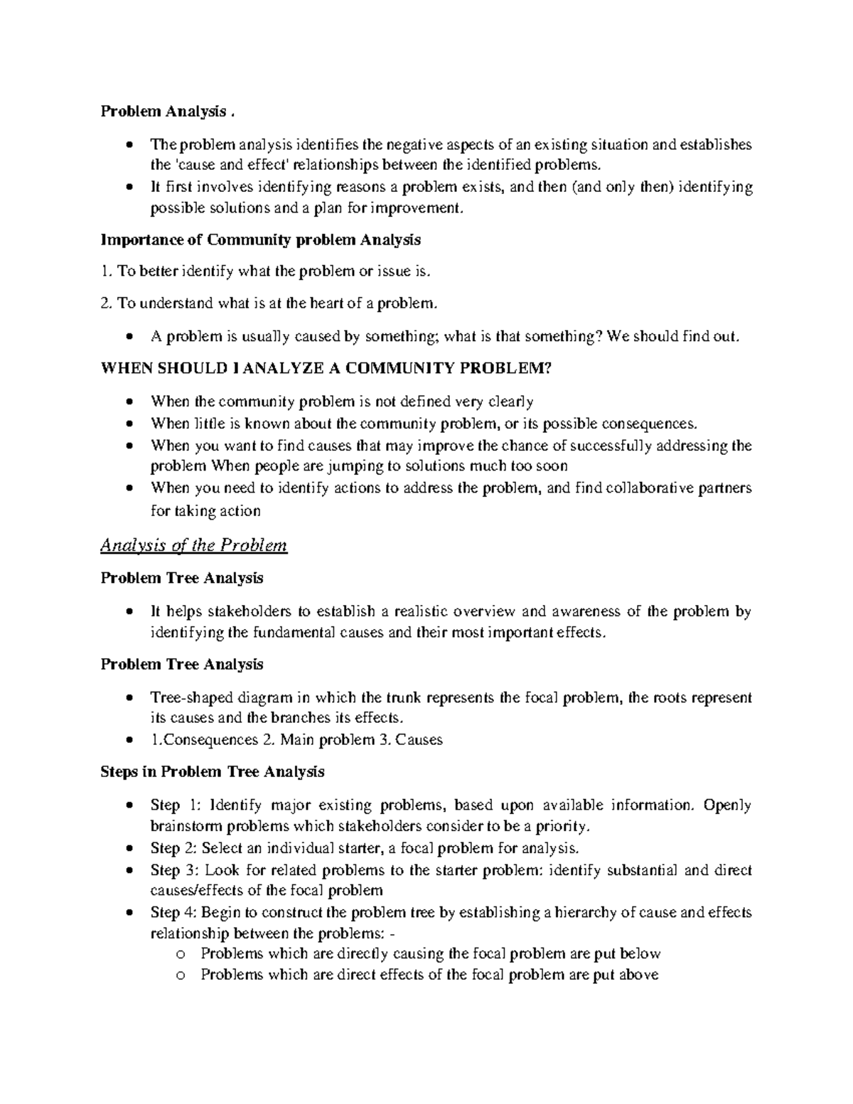Problem-Analysis tree strength - Problem Analysis. The problem analysis ...