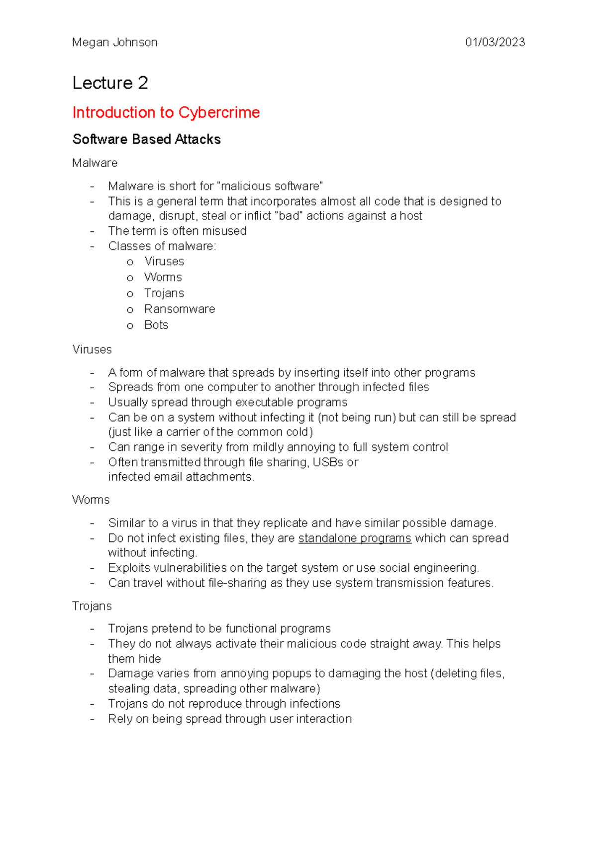 Lecture 2 (Introduction to Cybercrime) - Lecture 2 Introduction to Cybercrime Software Based ...