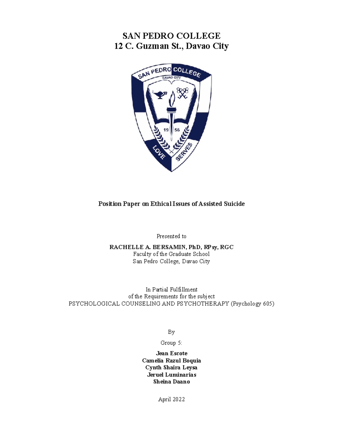 Requirement-1-Position-Paper-on-Ethical-Issues - SAN PEDRO COLLEGE 12 C ...