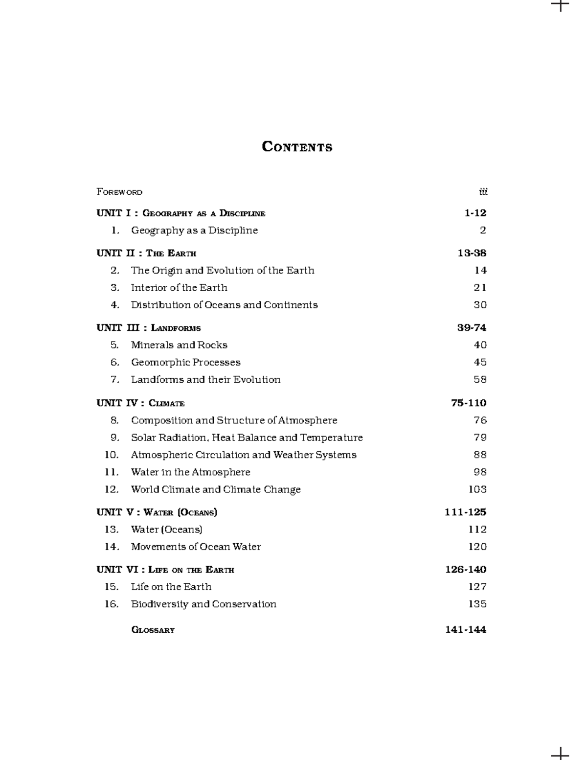 Fundamentalof Physical Geography Contents - C ONTENTS UNIT I : G ...