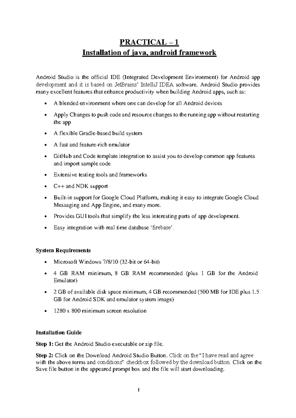 Android Programming - PRACTICAL – 1 Installation of java, android ...