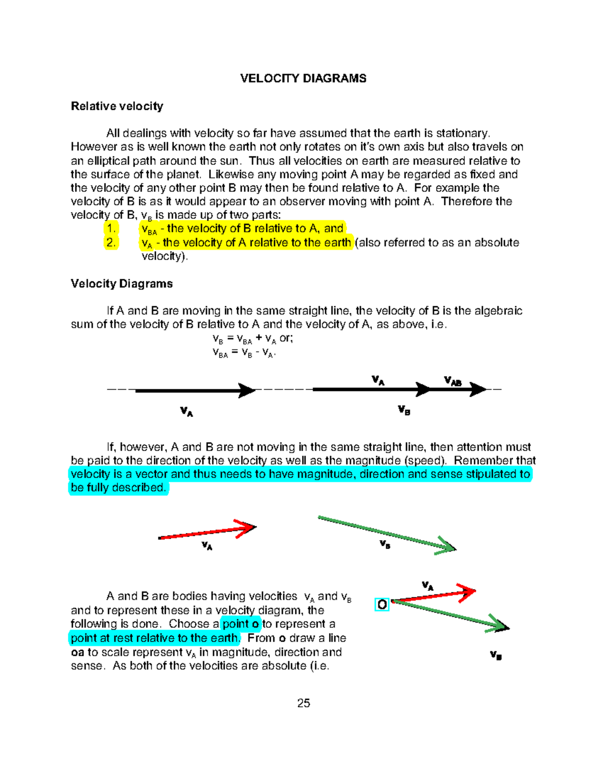 Velocity diagram notes - 25 VELOCITY DIAGRAMS Relative velocity All ...
