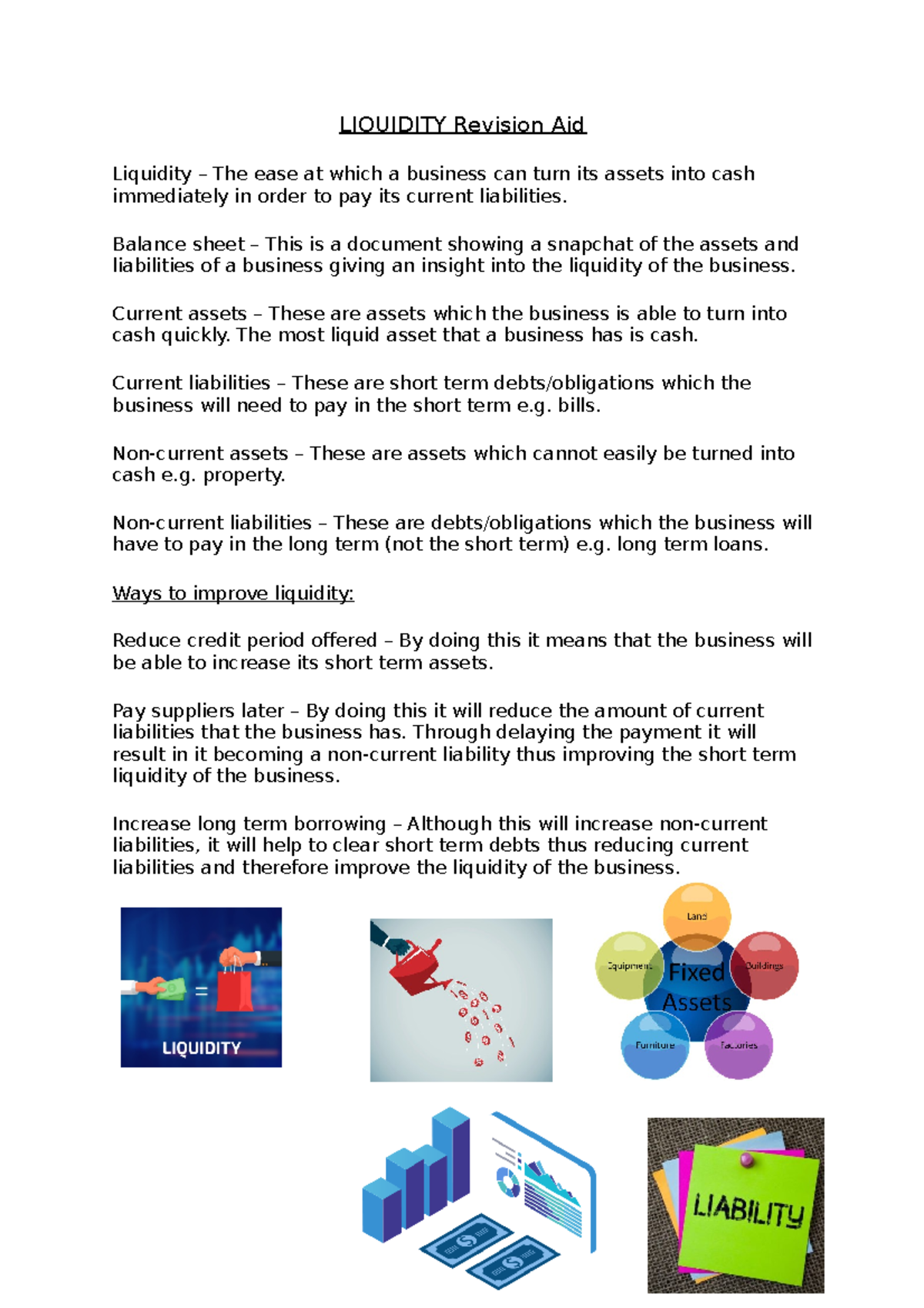 Liquidity Revision Aid - LIQUIDITY Revision Aid Liquidity – The ease at ...