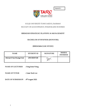 BBDM2043 Business Strategy Apollo Holdings Foods Berhad - TURNITIN REPORT 1 EXECUTIVE SUMMARY An ...