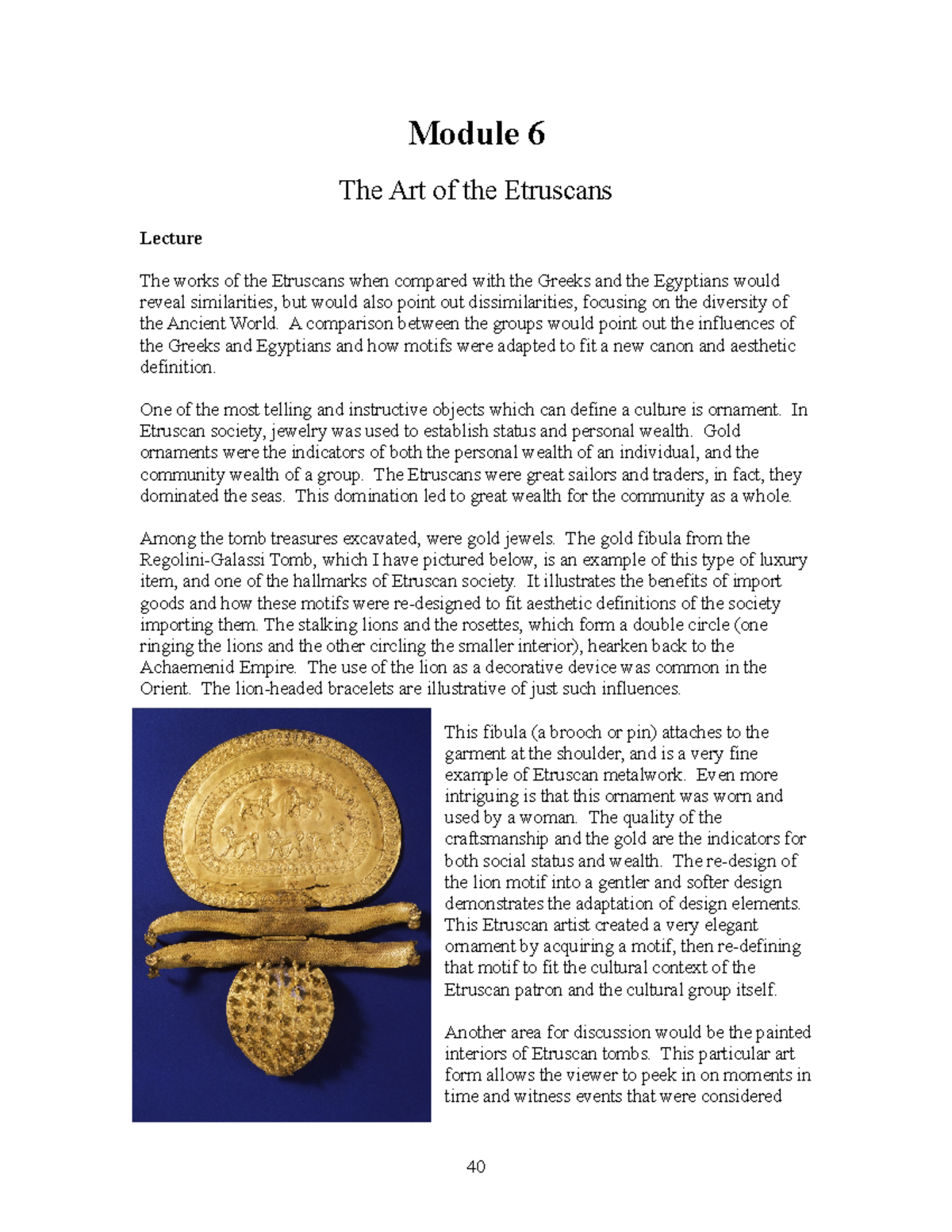 Lecture 6 OER Etruscans - Module 6 The Art of the Etruscans Lecture The ...