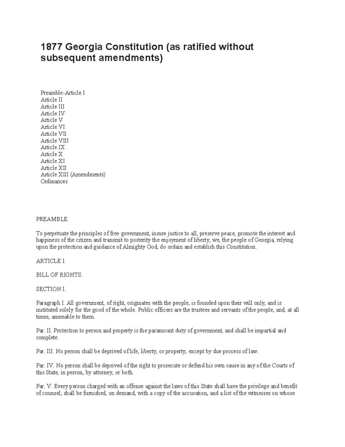 1877 Georgia Constitution - 1877 Georgia Constitution (as ratified ...