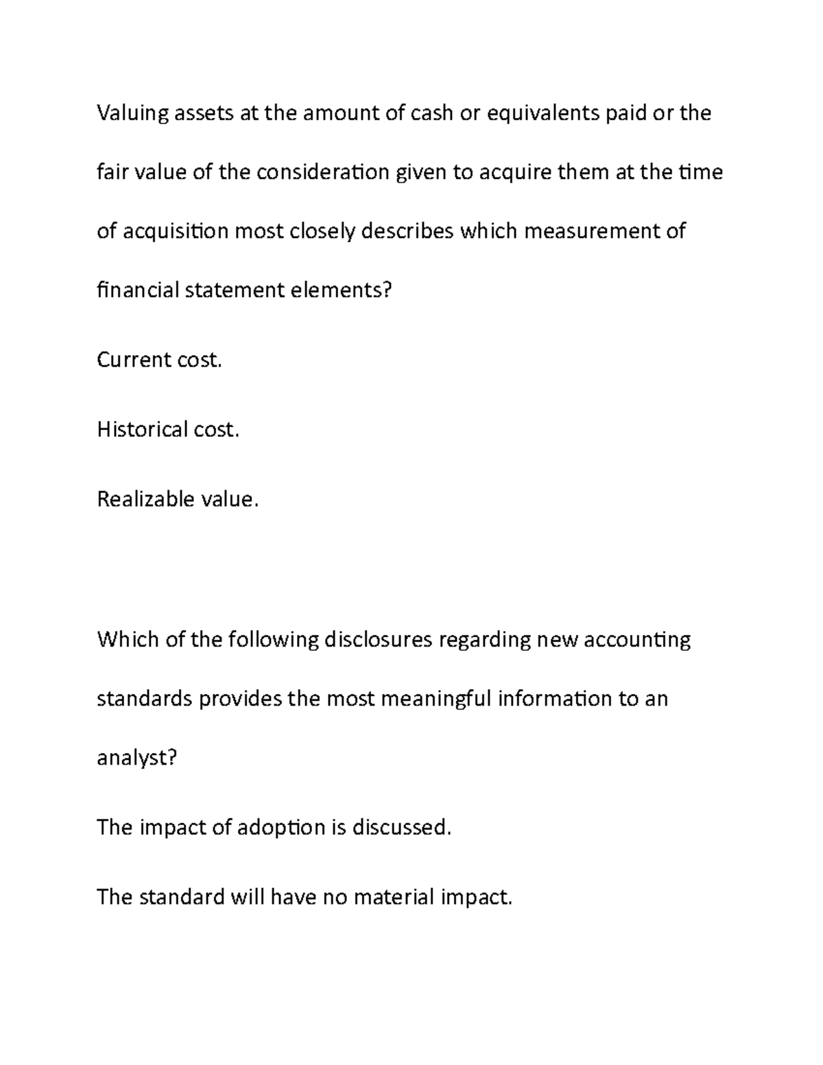 4 - lecture notesA - Valuing assets at the amount of cash or ...