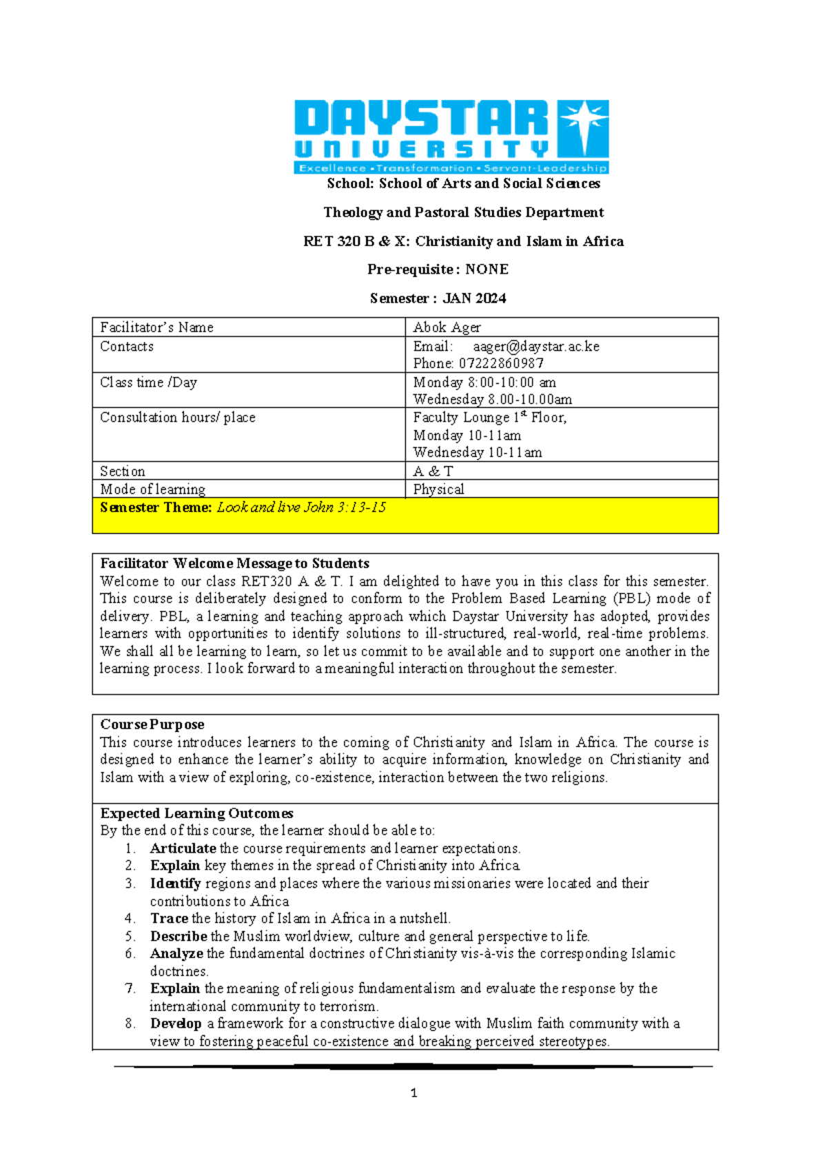 RET 320 Revamped PBL Compliant Course Outline RET320A & T JAN 2024 ...