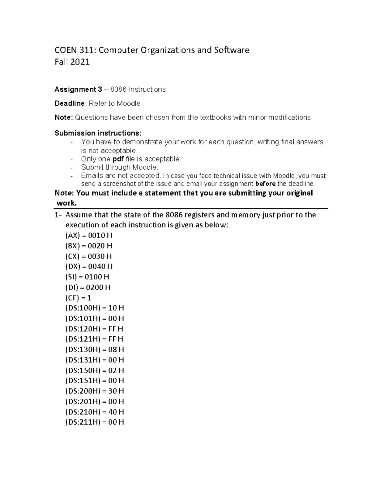Assignment 3 - COEN 311 - Concordia - Studocu