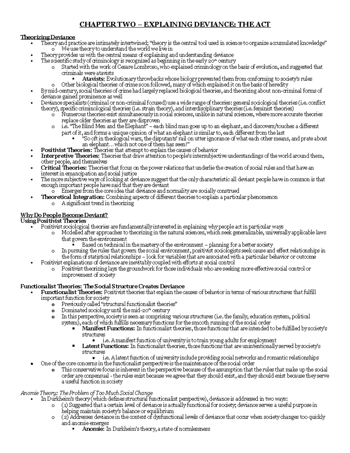 SOC 224 - Chapter 2 - Explaining Deviance - CHAPTER TWO – EXPLAINING ...