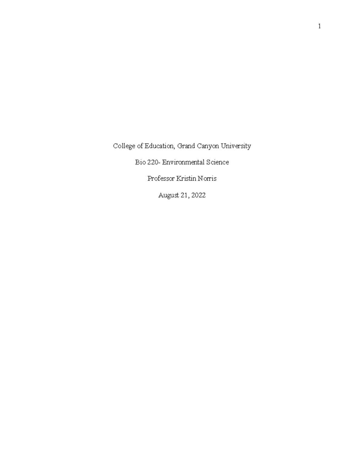 Biome and Ecosystem Essay - College of Education, Grand Canyon ...