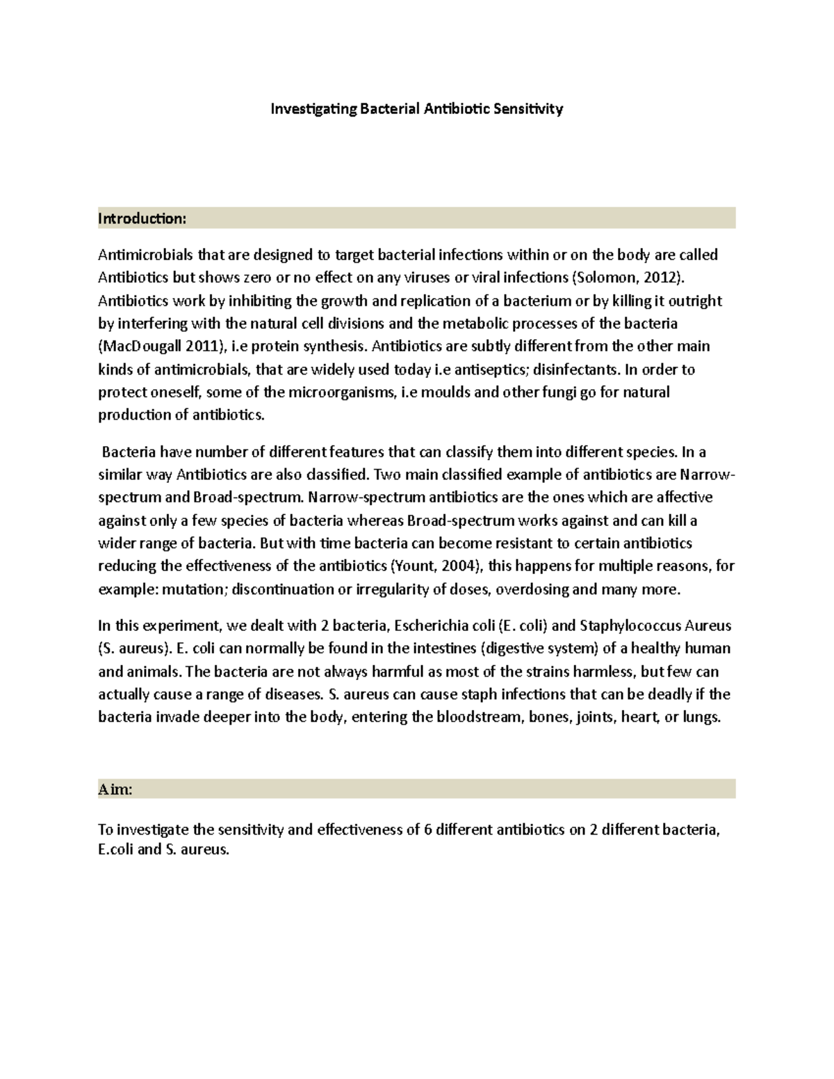 MUFY Bio-report Investigating Bacterial Antibiotic Sensitivity ...