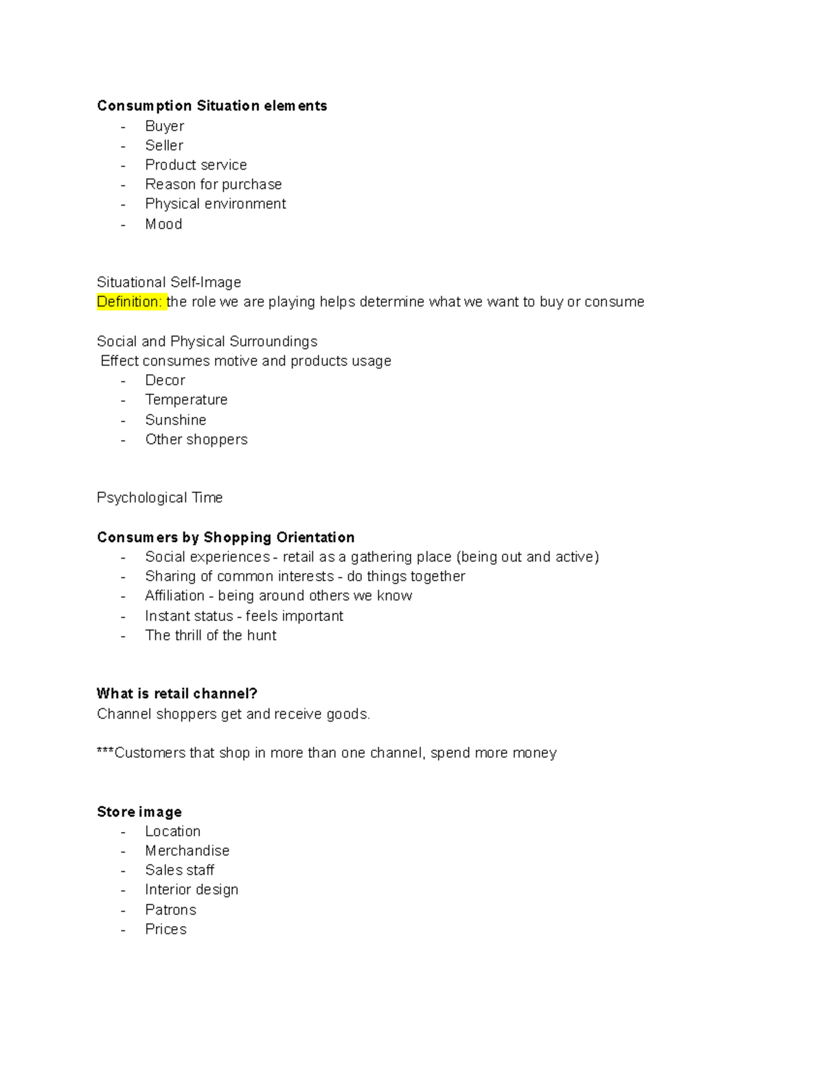 MRKT 4220 Self and stores Atmp - Consumption Situation elements - Buyer ...