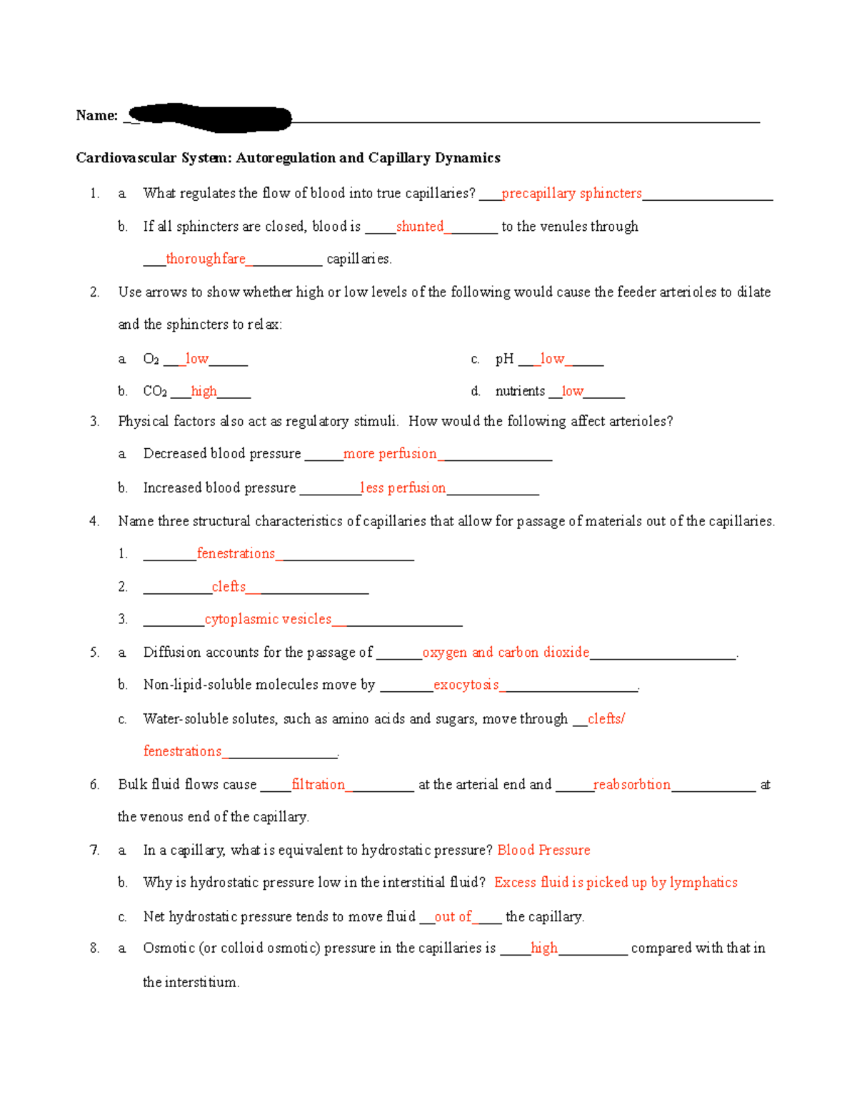 Autoregulation and Capillary Dynamics - a. What regulates the flow of ...