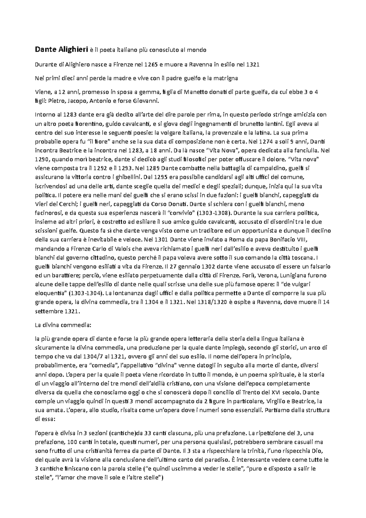 Le tre corone e le loro maggiori opere - Dante Alighieri è il poeta ...
