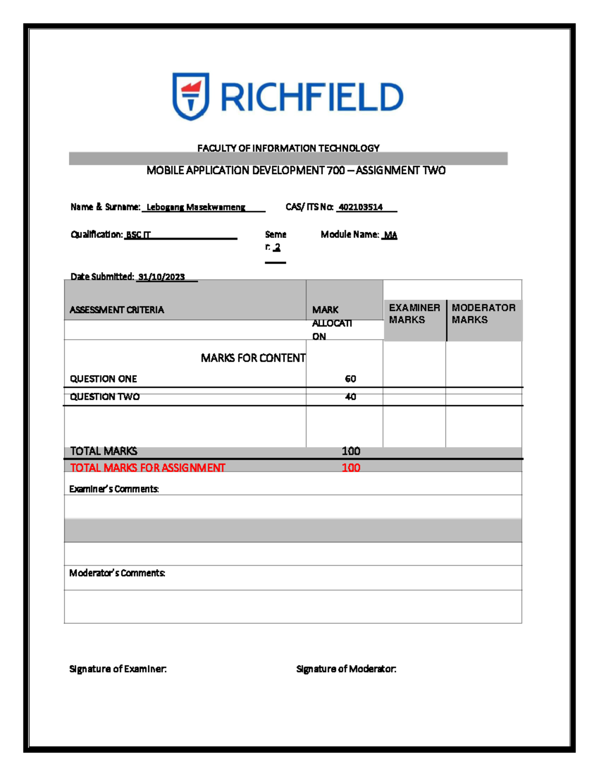 Mobile App Develpment 700 402103514 - FACULTY OF INFORMATION TECHNOLOGY ...