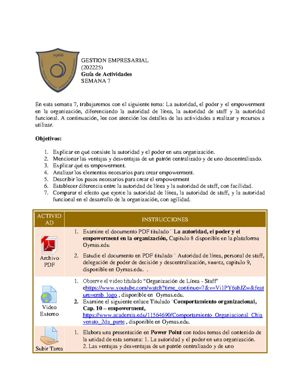 GUIA Semana 7 Gestion Empresarial - GESTION EMPRESARIAL (202225) Guía ...