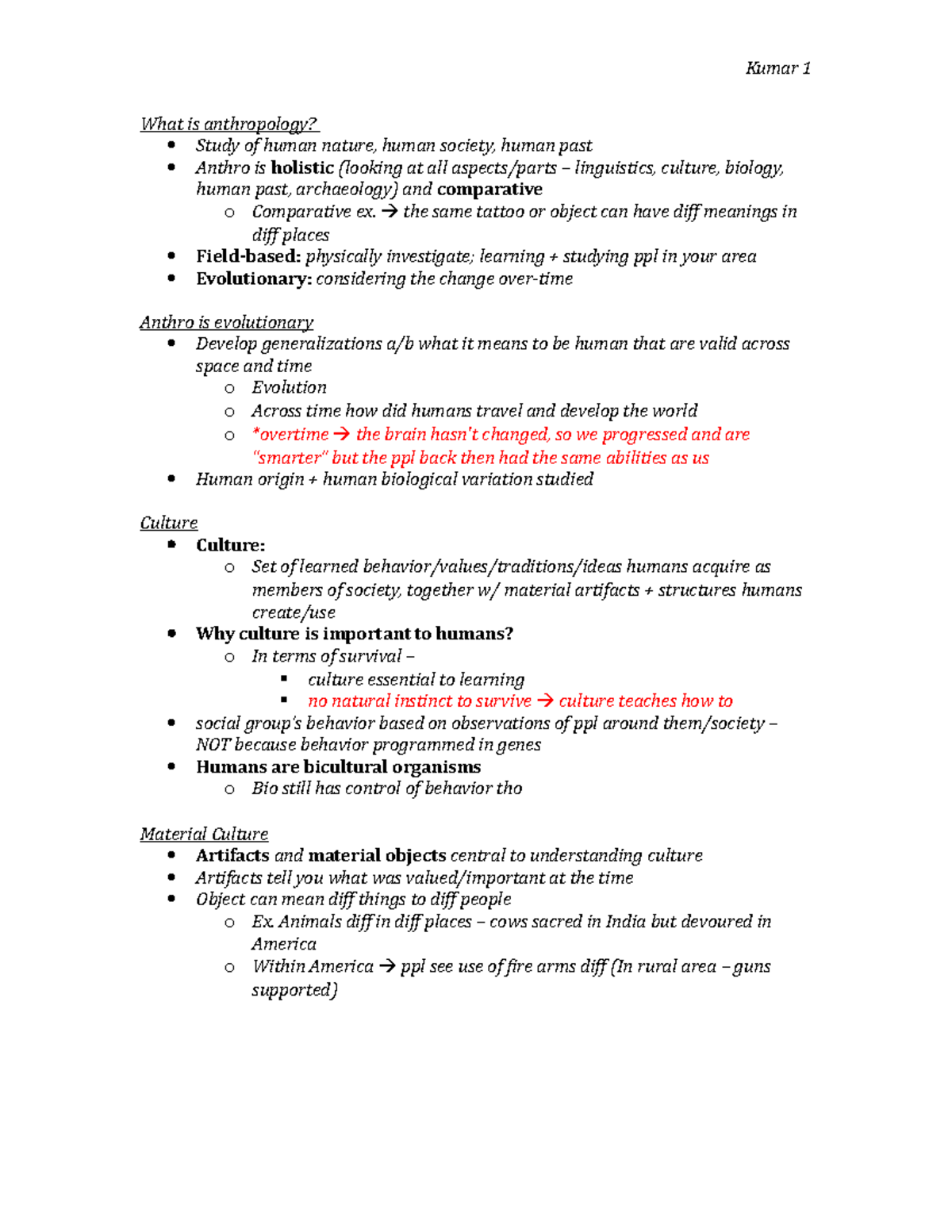 Exam 1 Study Guide - What is anthropology? Study of human nature, human ...