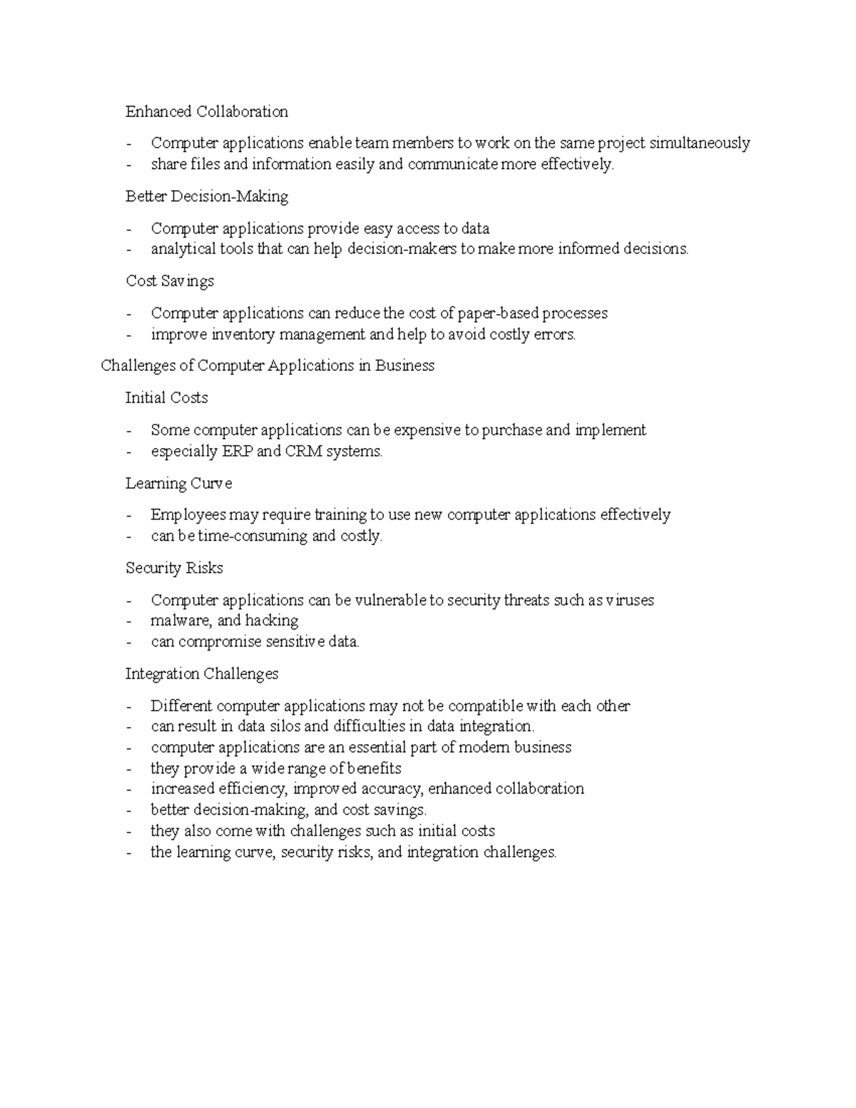 Computer Applications IN Business Notes 2 - Enhanced Collaboration ...
