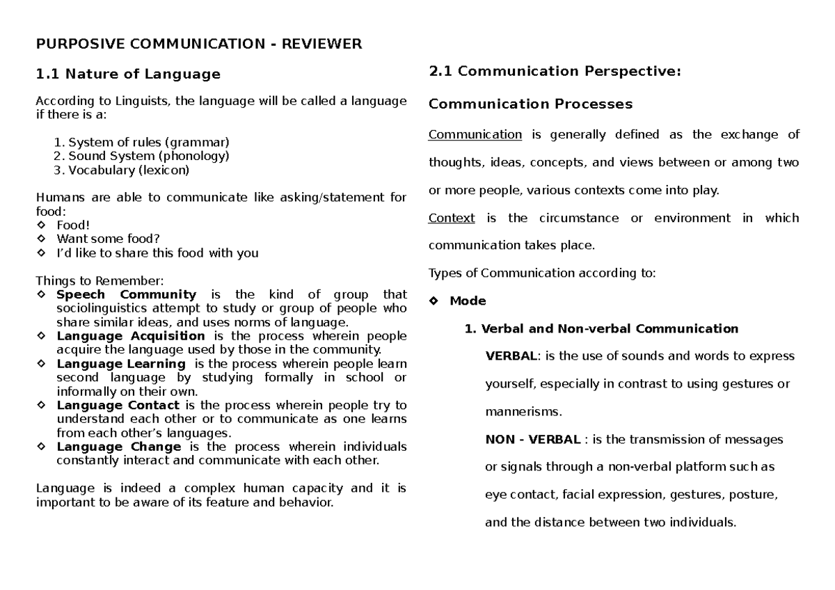 Purcomm- Reviewers - aefasf - PURPOSIVE COMMUNICATION - REVIEWER 1 ...