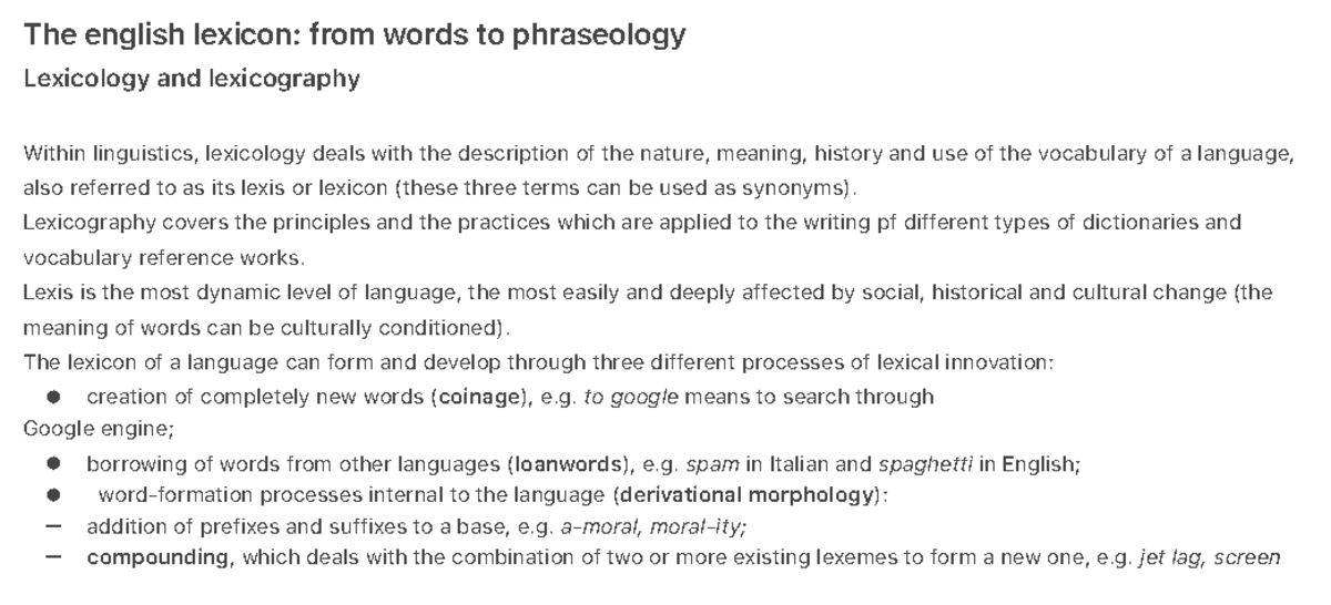 The frameworks of english - Kim Ballard - – – The english lexicon: from ...