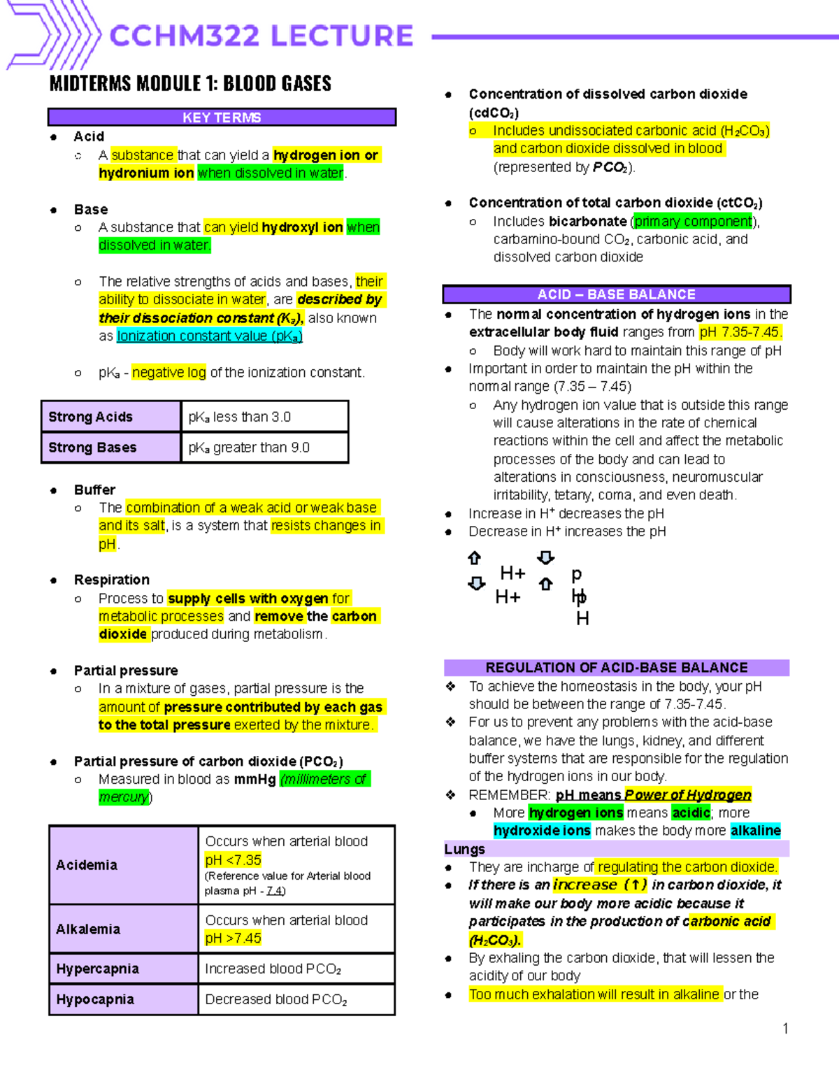 Blood gases - MMMMMMMMMMMMMMMMM - MIDTERMS MODULE 1: BLOOD GASES KEY ...