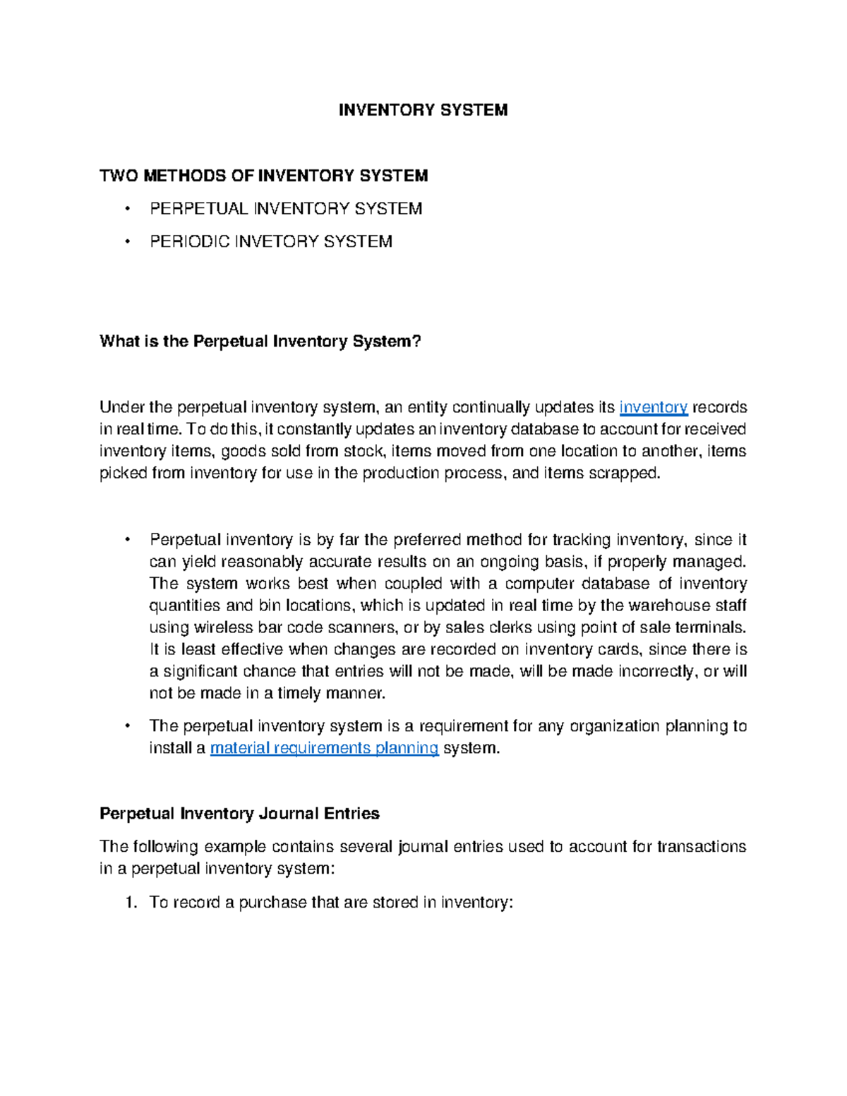 Accounting Lecture Notes 4 (Inventory System) - INVENTORY SYSTEM TWO ...