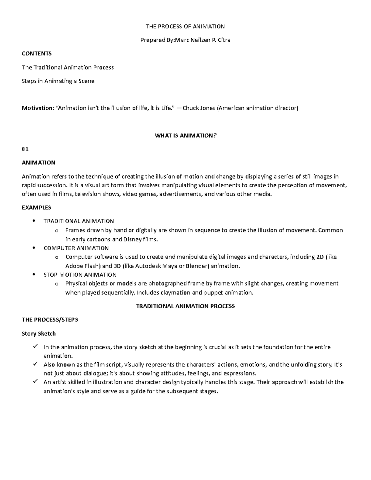 THE Process OF Animation - THE PROCESS OF ANIMATION Prepared By:Marc ...