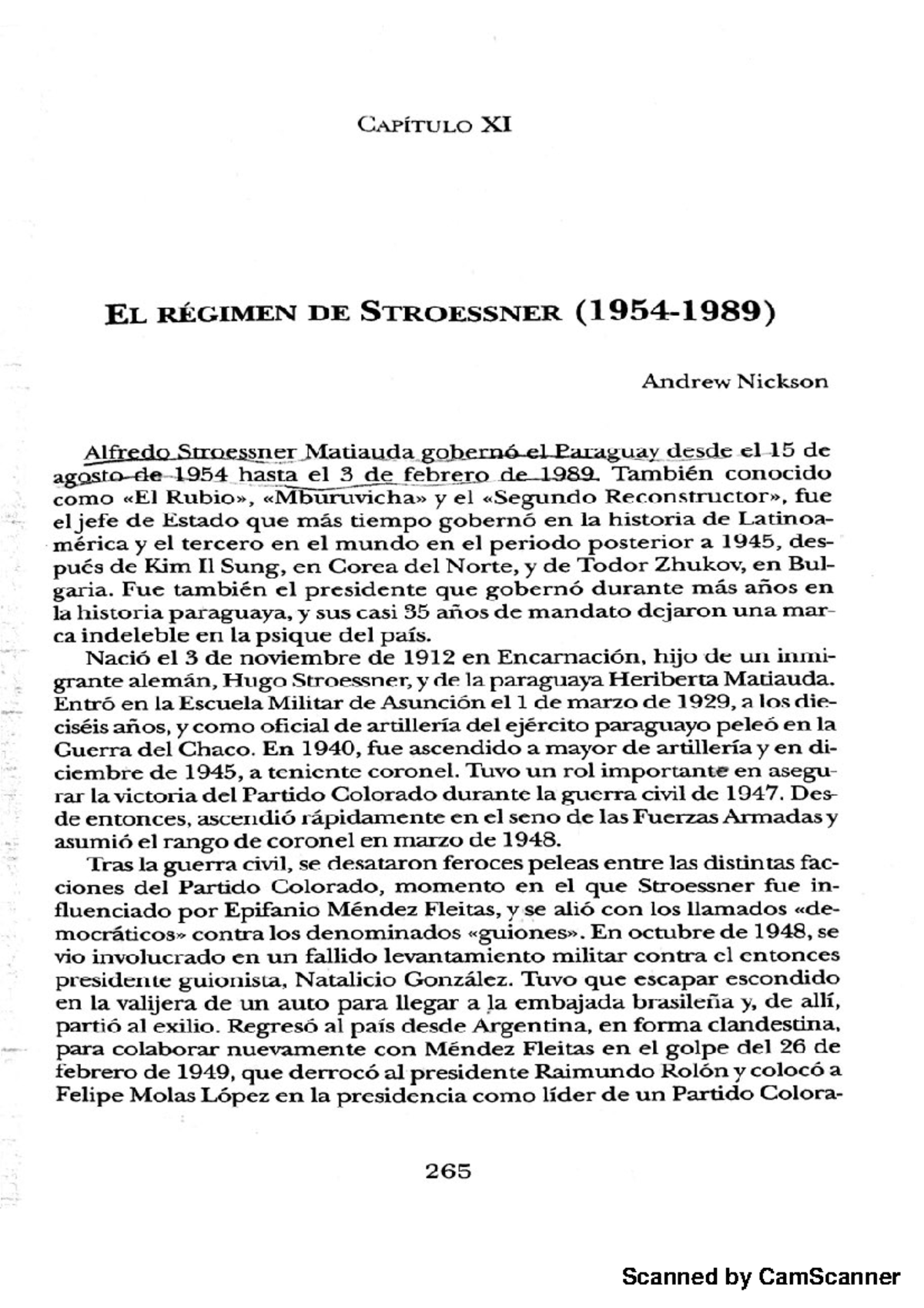 Capitulo-XI-Regimen-de-Stroessner -1 - Historia del Paraguay - Studocu