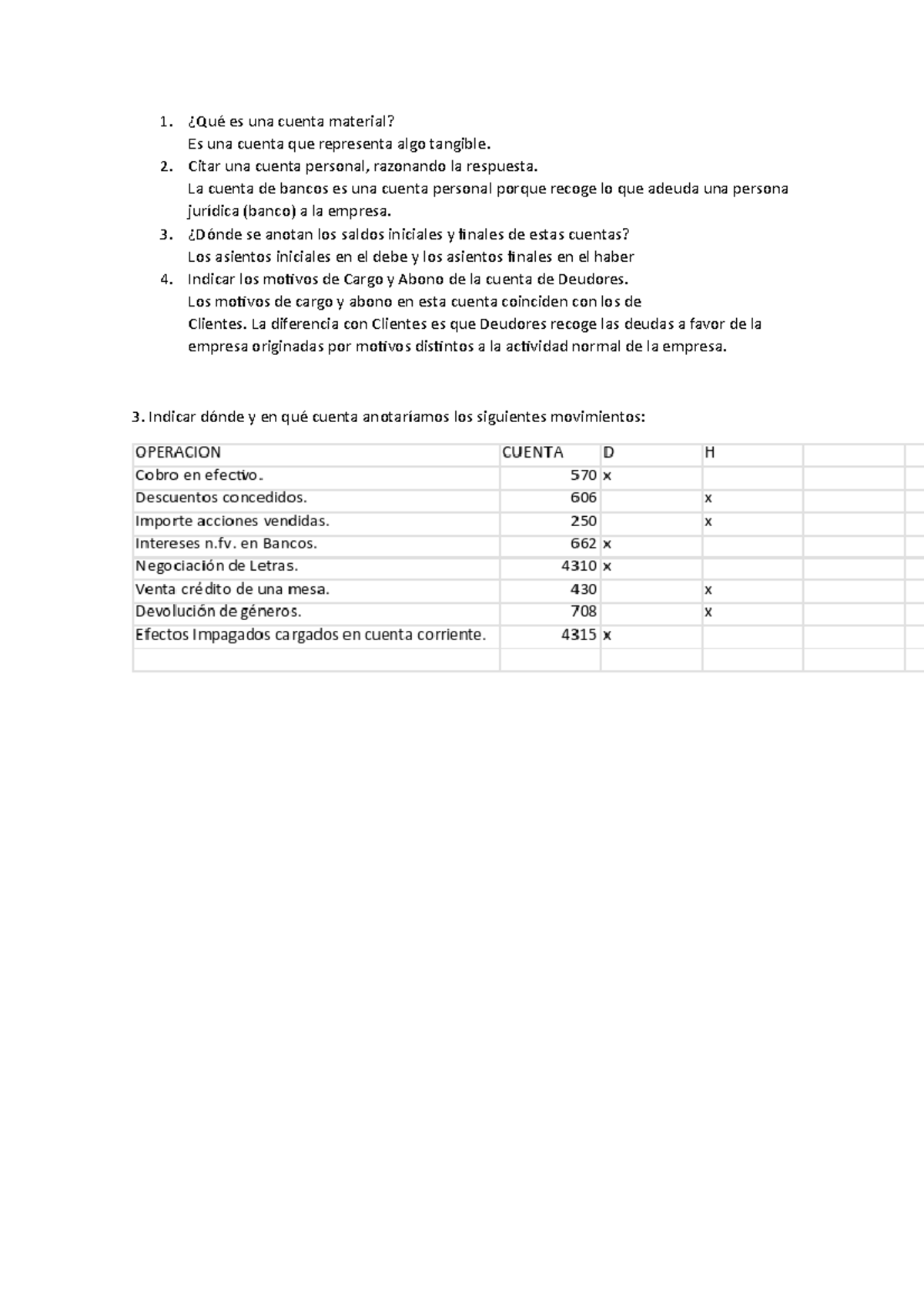 Ejercicio TEMA 8 CONT - ¿Qué es una cuenta material? Es una cuenta que ...