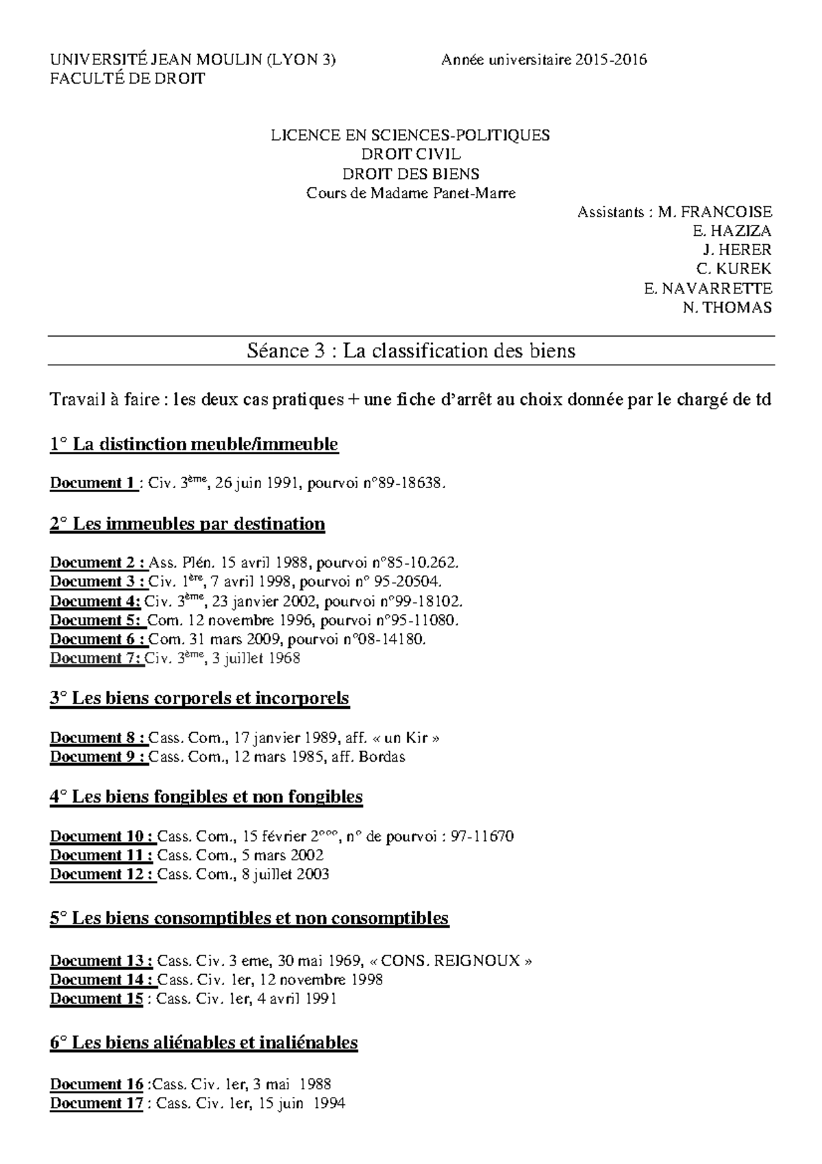 Séance 3 - La classification des biens MME Panet - UNIVERSITÉ JEAN ...