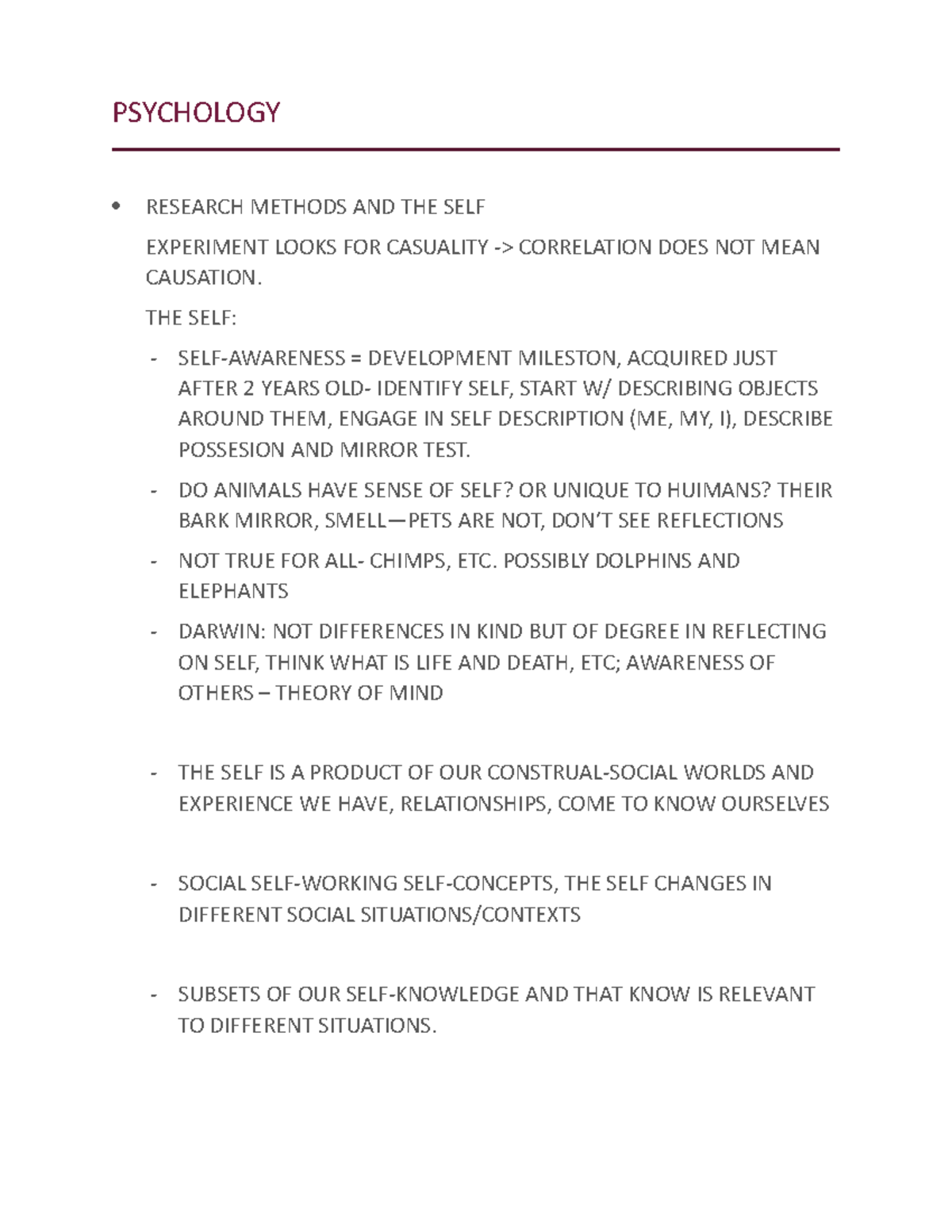 Psychology Notes - Professor Copeland. - PSYCHOLOGY RESEARCH METHODS ...