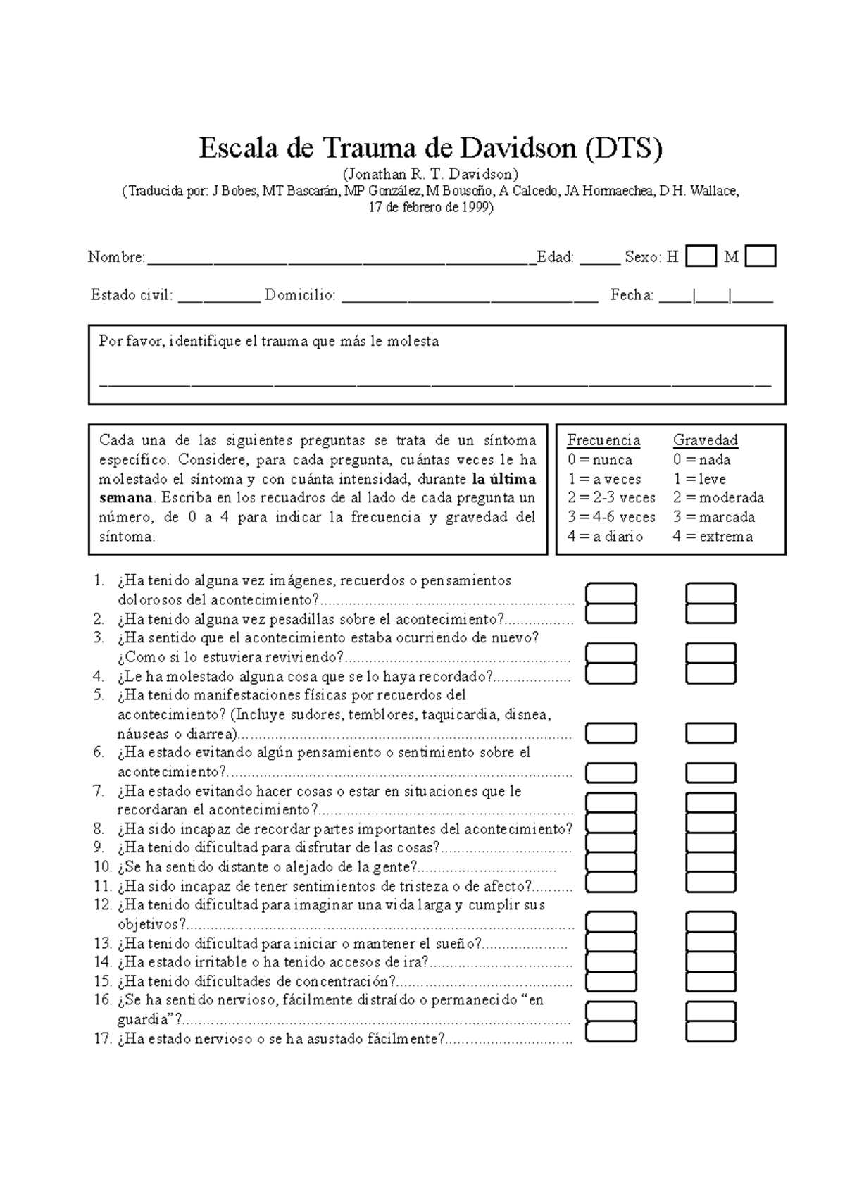 DTS-Davidson Escala de trauma - Escala de Trauma de Davidson (DTS ...