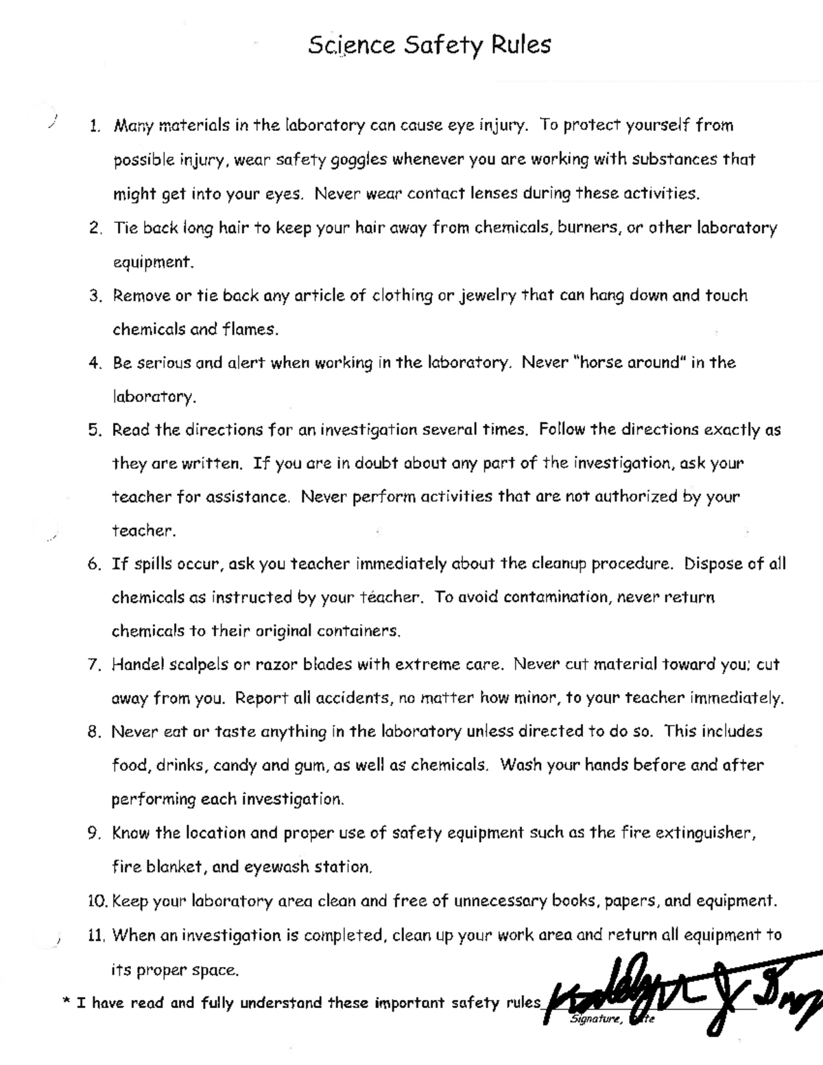 Saftey+guidlines+sheet - Science Safety Rules 1. Many materials in the ...