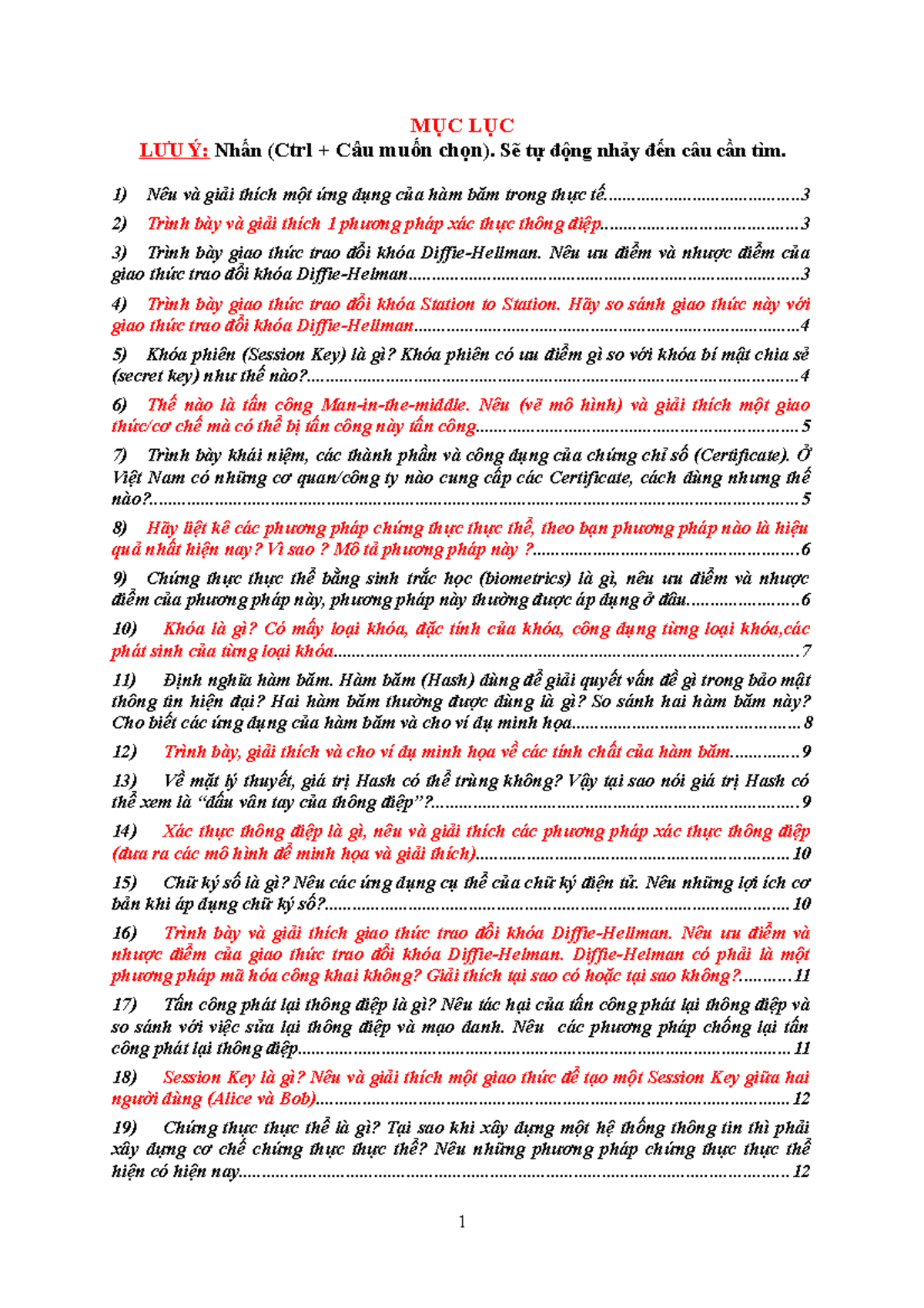 Soan Ly thuyet - Tong hop - MỤC LỤC LƯU Ý: Nhấn (Ctrl + Câu muốn chọn). Sẽ tự động nhảy đến câu ...