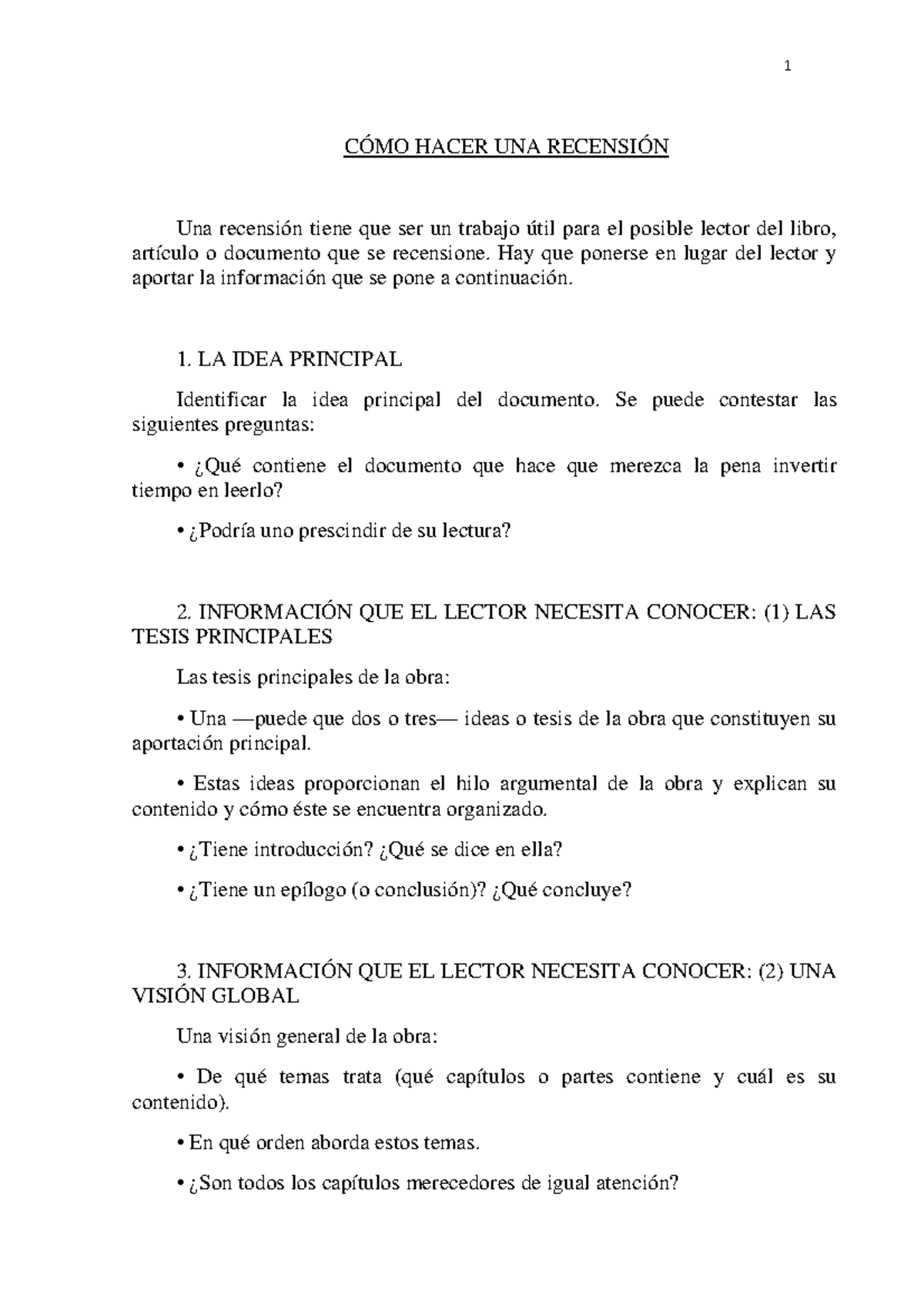 CÓMO Hacer UNA Recensión - 1 CÓMO HACER UNA RECENSIÓN Una recensión ...