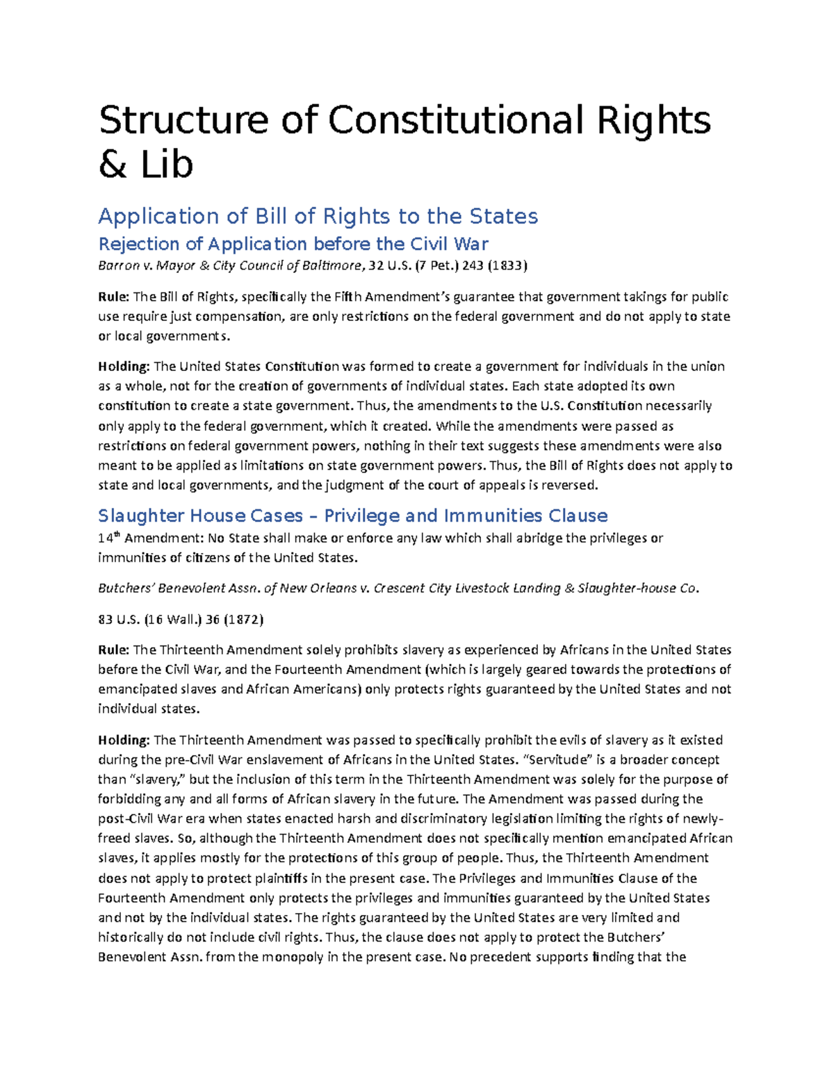 Con Law Lib Outline - Structure of Constitutional Rights & Lib ...