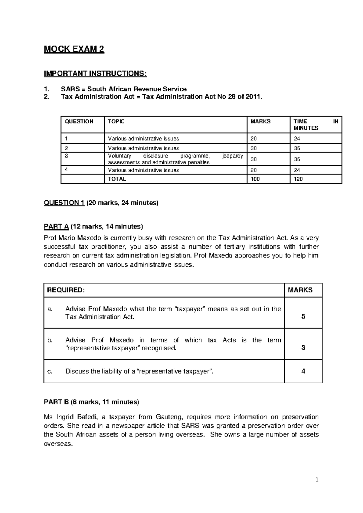 MOCK-EXAM-2 TAX-37042-1 - MOCK EXAM 2 IMPORTANT INSTRUCTIONS: SARS ...