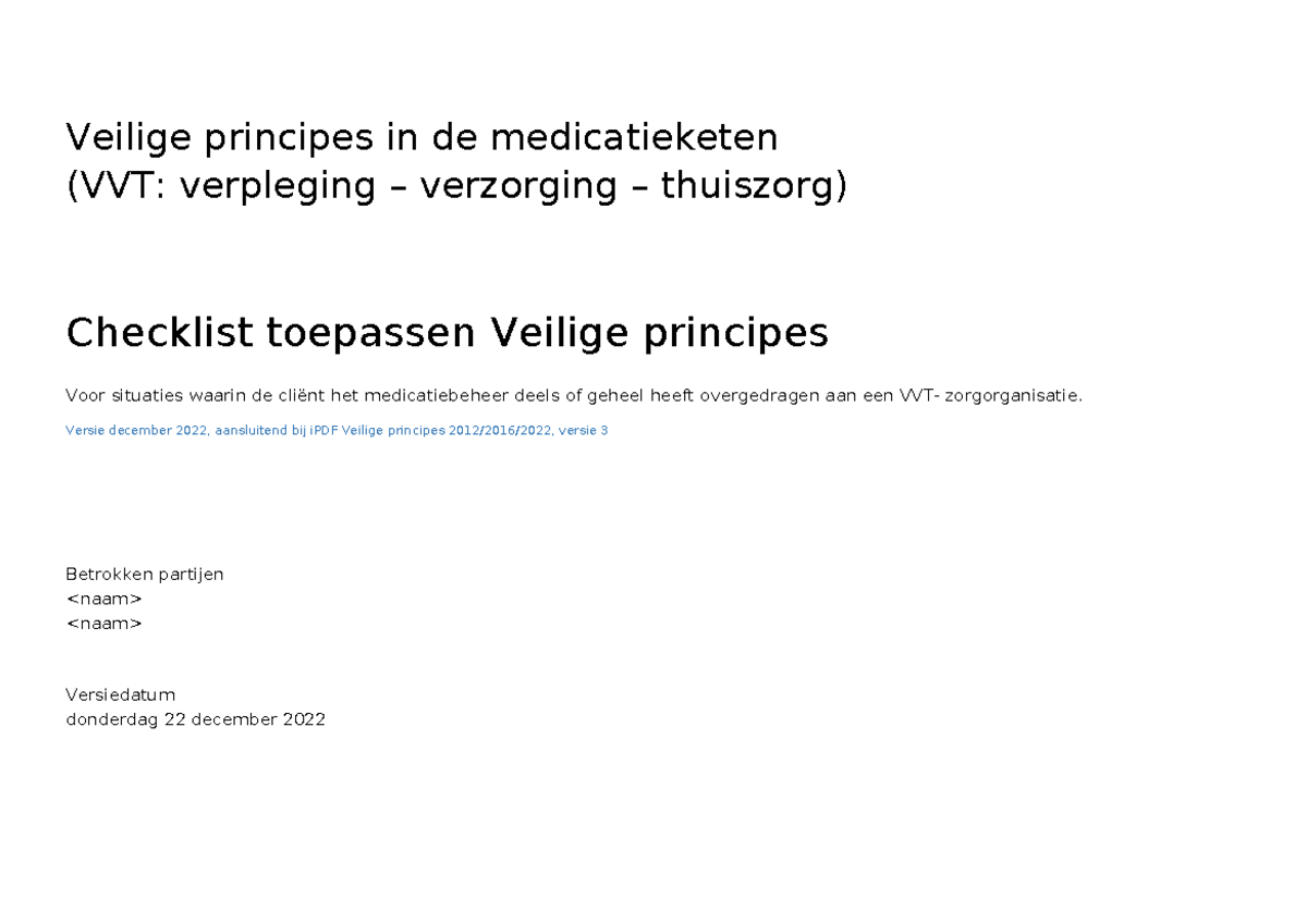 Checklist toepassen Veilige principes december 2022 - Veilige principes ...