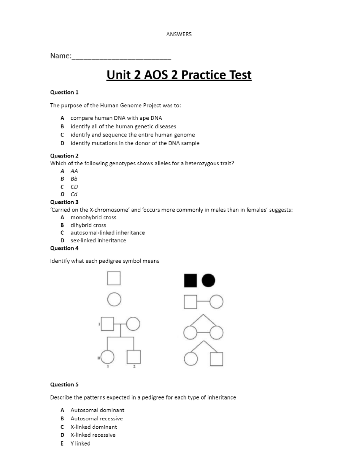 VCE Biology Unit 2 Practice Test-mill-park-secondary-college - ANSWERS ...