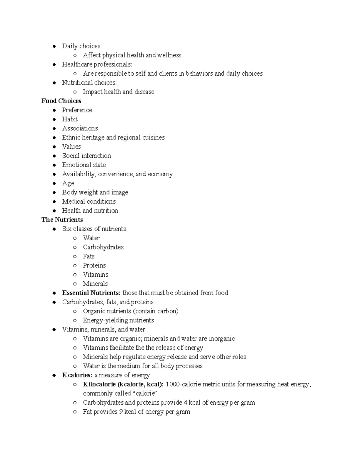 Overview of Nutrition and Health - Daily choices: Affect physical ...