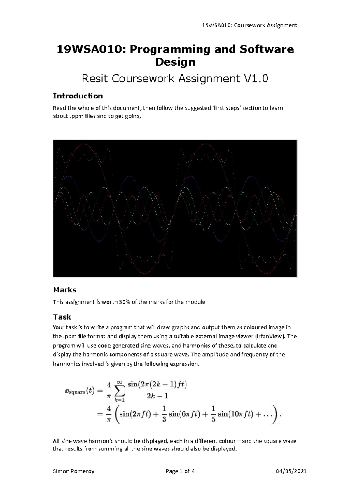 19wsa010-resit-coursework-v1 640684061 - 19WSA010: Programming and ...