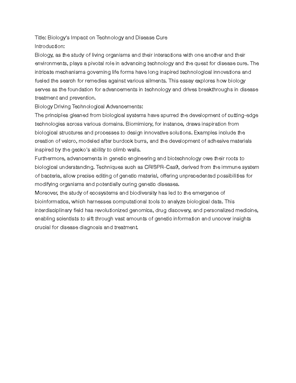 Biology for engineers 5 - Title: Biology's Impact on Technology and ...