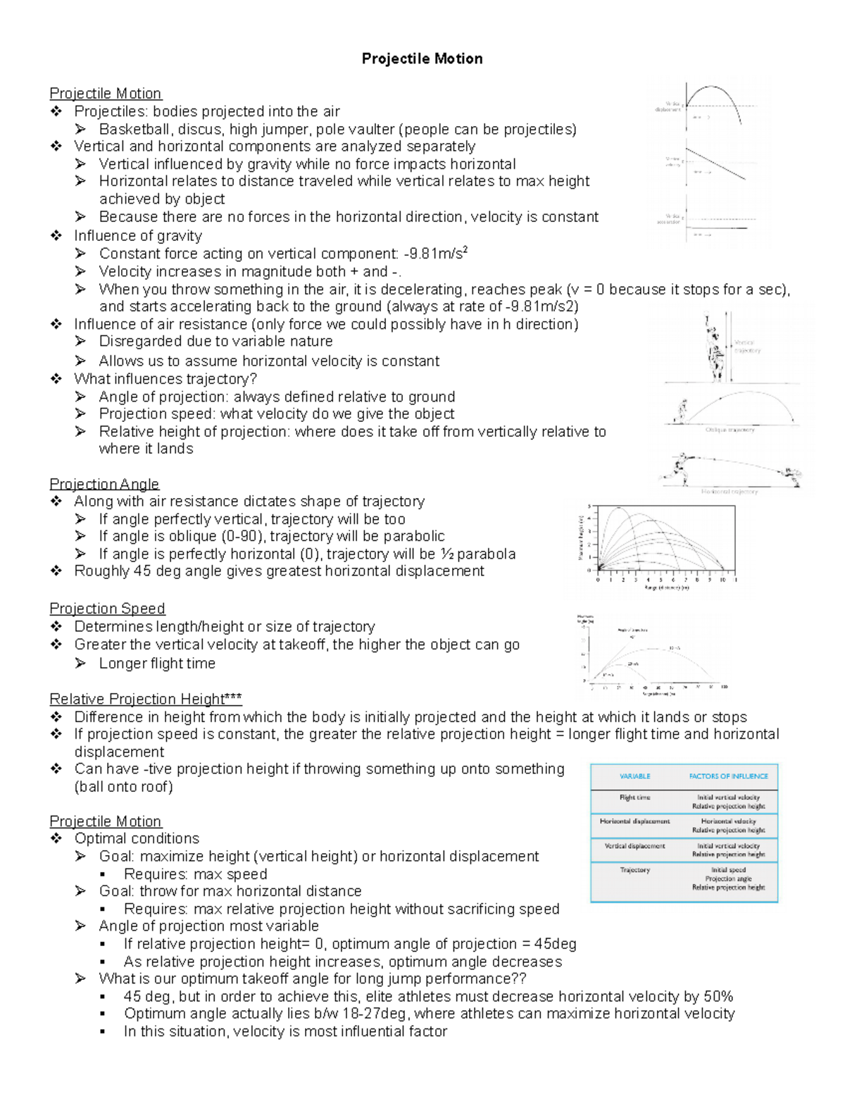 Projectile Motion - Lecture notes 11 - Projectile Motion Projectile ...