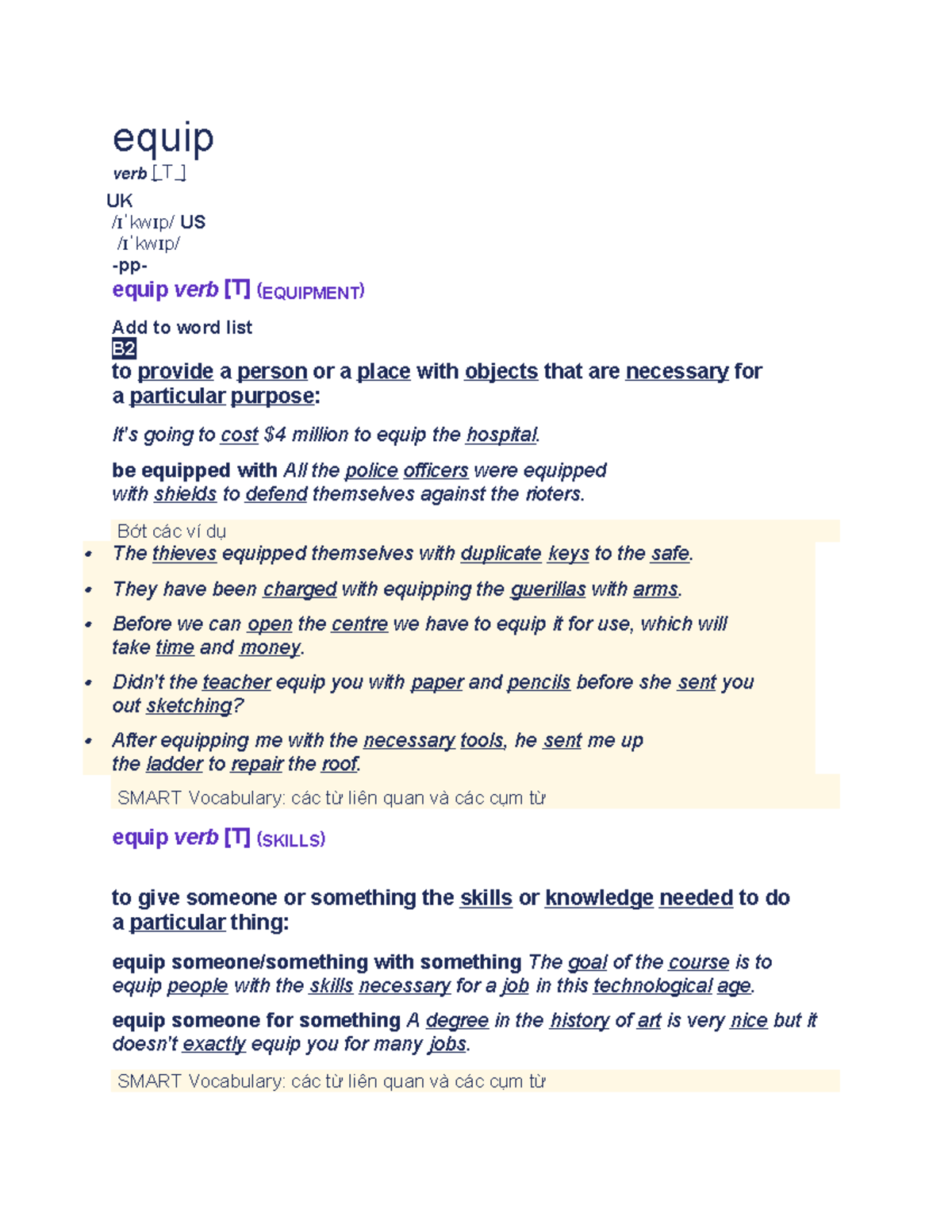 Equip - vocab - equip verb [ T ] UK / ɪˈkw p/ ɪ US / ɪˈkw p/ ɪ -pp ...